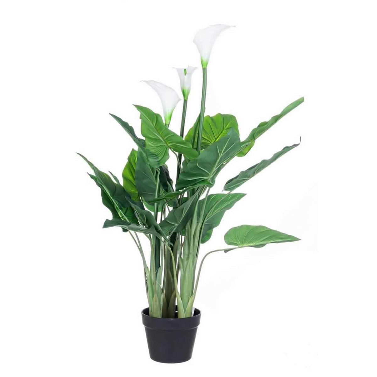 Pianta artificiale "Calla" con fiori bianchi 27 foglie da 100 cm ...