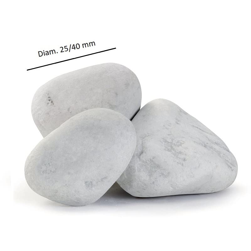 Ciottoli marmo bianco Carrara, sassi decorativi per giardini, 25-40 mm ...
