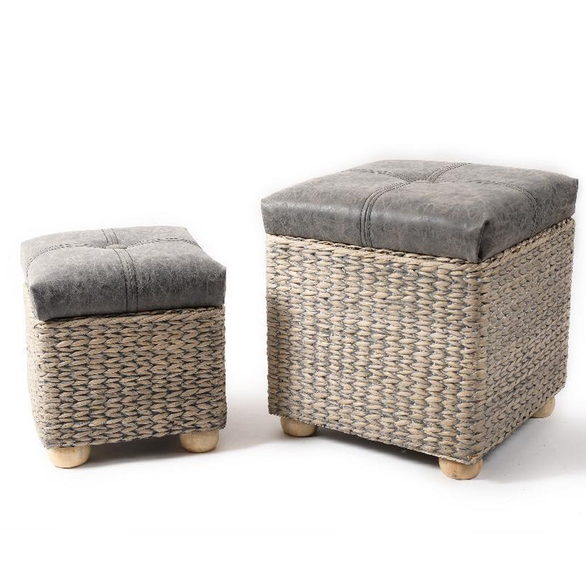Set 2 Pouf contenitori quadrati con seduta in ecopelle arredamento mod ...